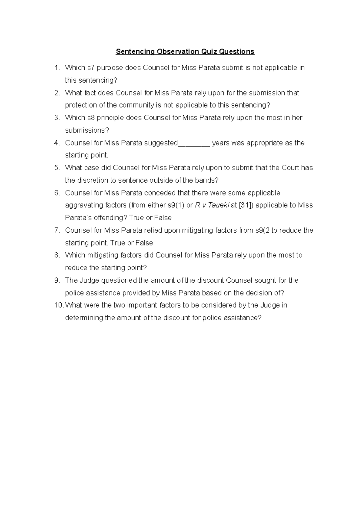 Sentencing Observation Quiz Questions (1) - Sentencing Observation Quiz ...