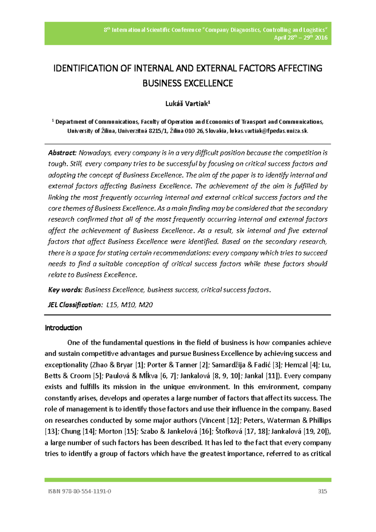 Identification OF Internal AND External - April 28th – 29 th 2016 ...