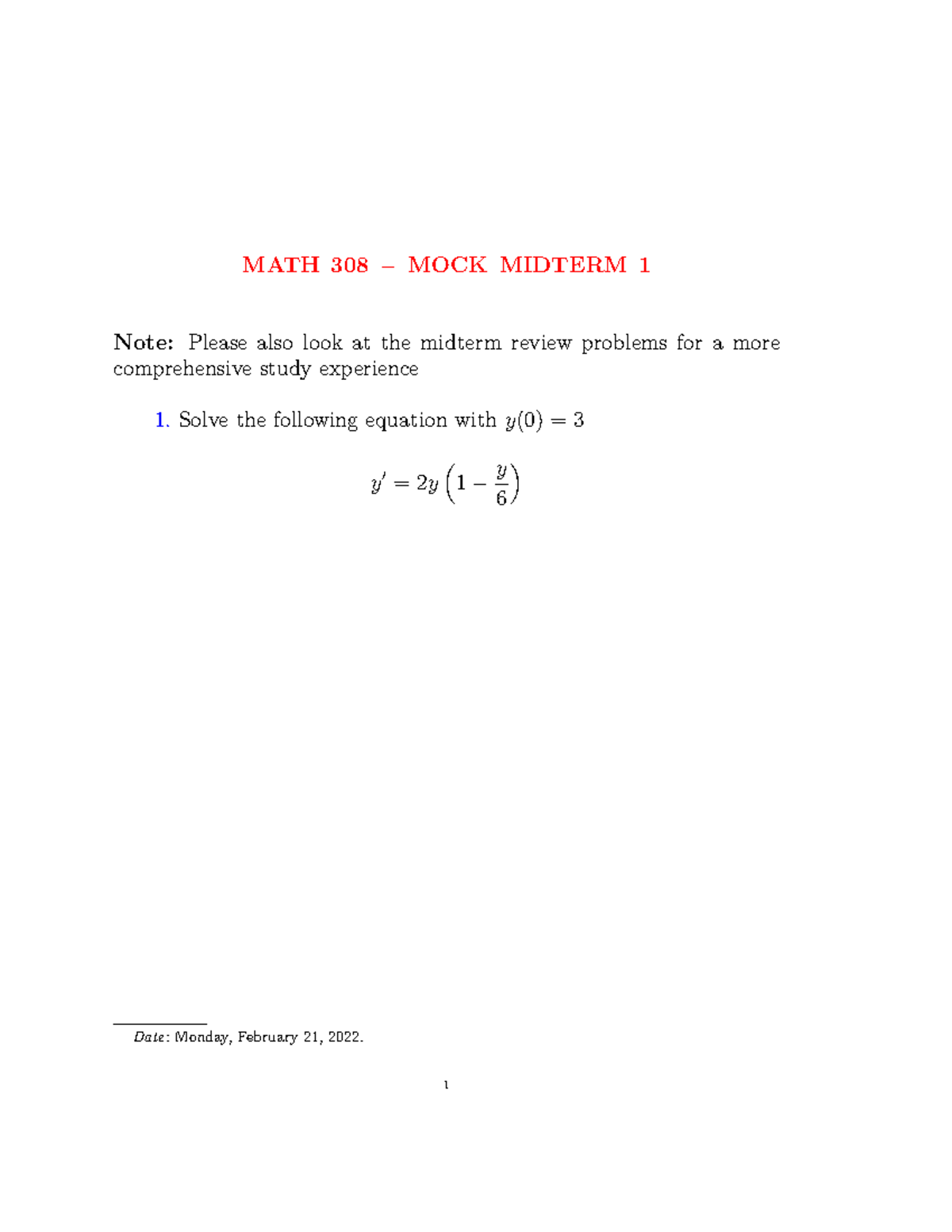 APMA 0350 Midterm 1.2 - Note: Please also look at the midterm review problems for a more - Studocu