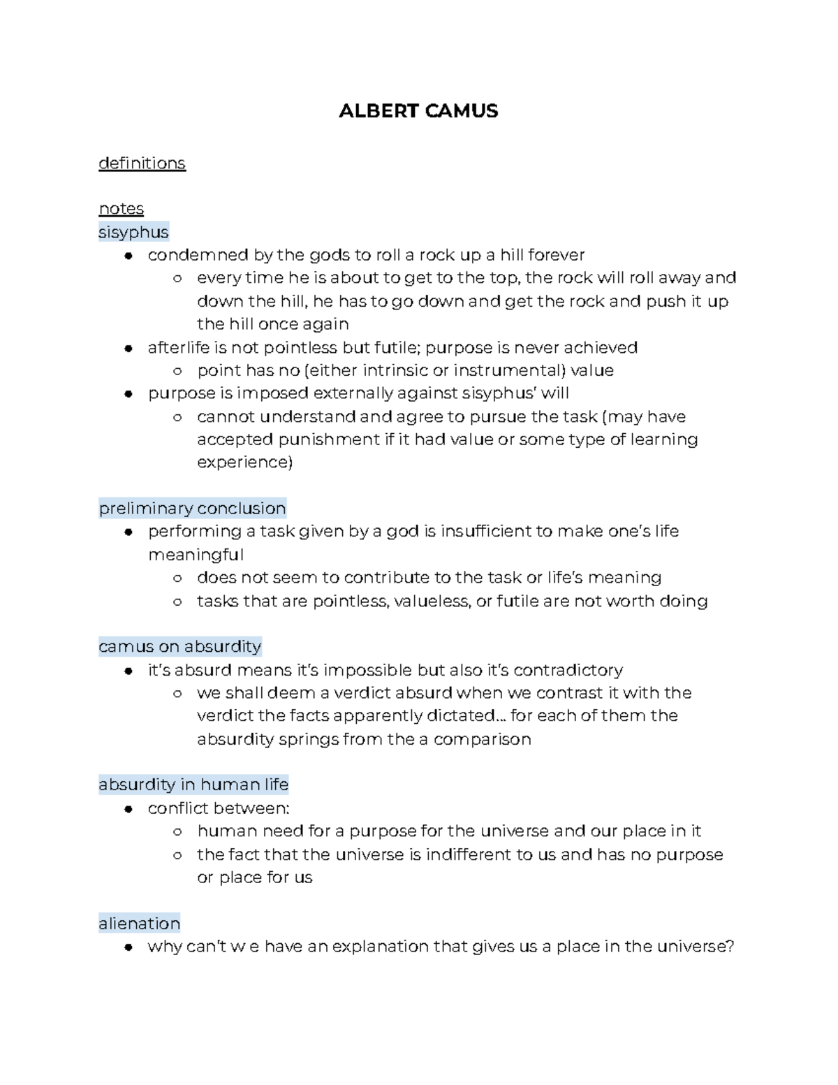 albert camus, susan wolf, mind body problem - ALBERT CAMUS definitions ...