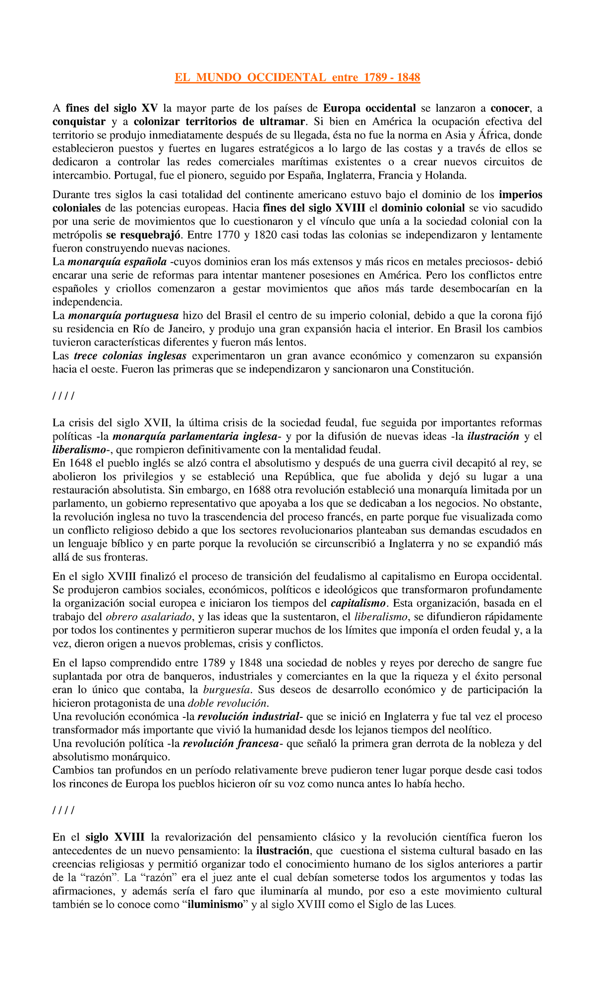 DIAZ, Beatriz - El mundo occidental entre 1789 y 1848 - EL MUNDO ...