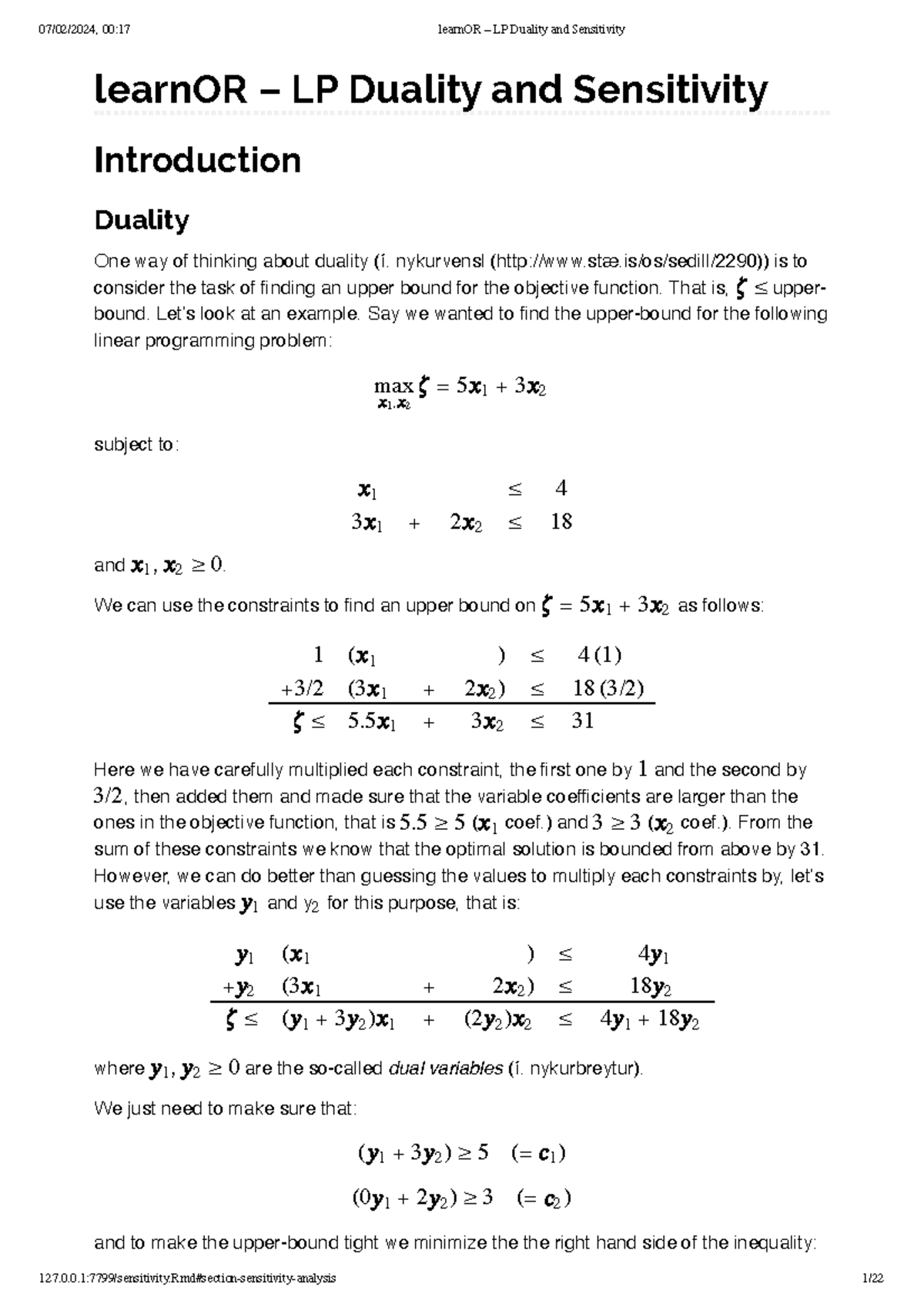 Learn OR – LP Duality and Sensitivity - learnOR – LP Duality and ...