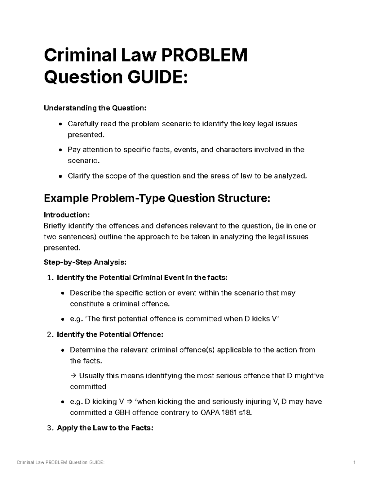 650818 e8-126d-4dc8-b116-34417750 ec3b Criminal Law Problem Question Guide - Criminal Law ...
