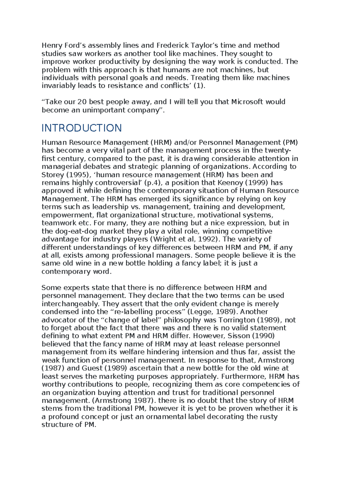 Personnel Management and Human Resource Management 2 - Henry Ford’s ...