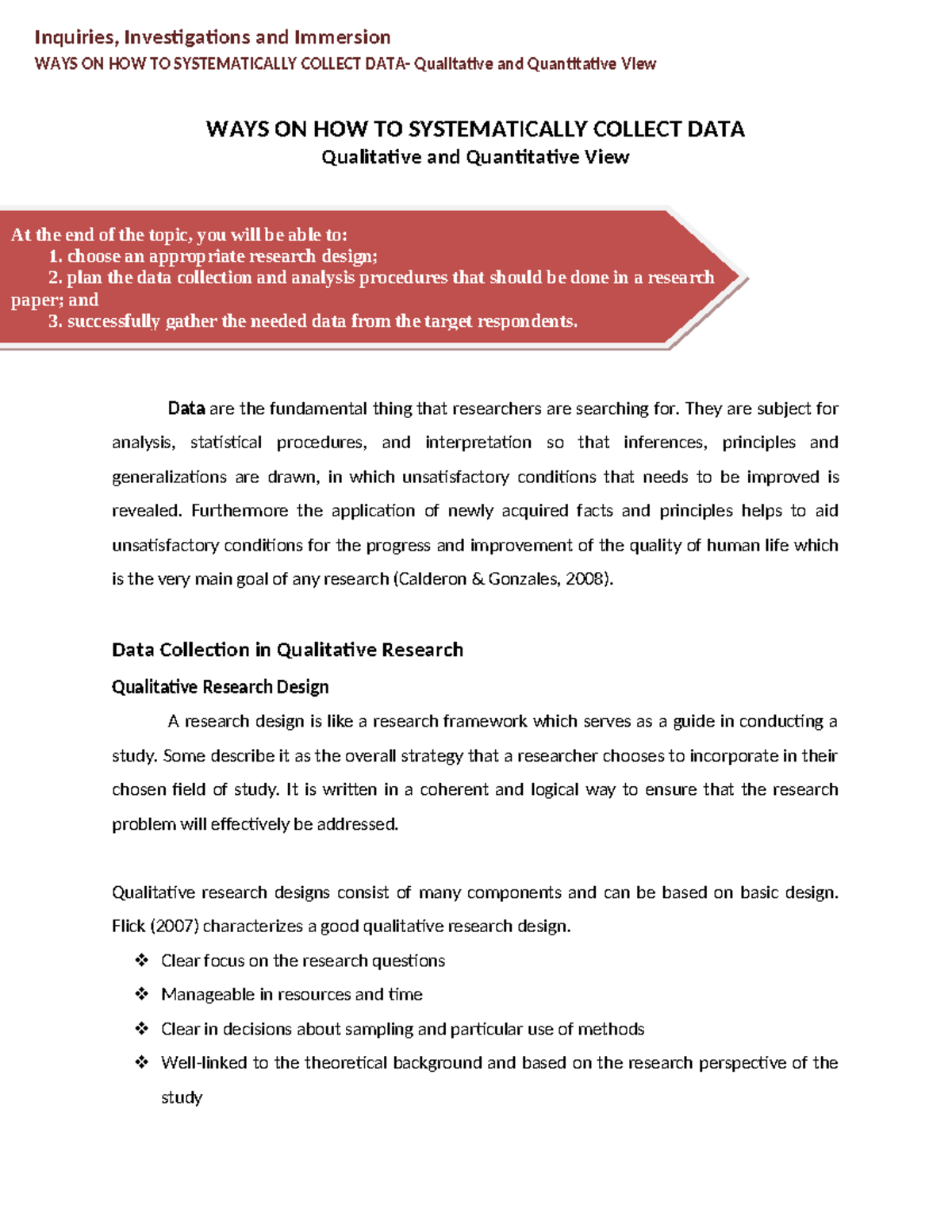 W12 WAYS ON HOW TO Systematically Collect DATA - WAYS ON HOW TO ...