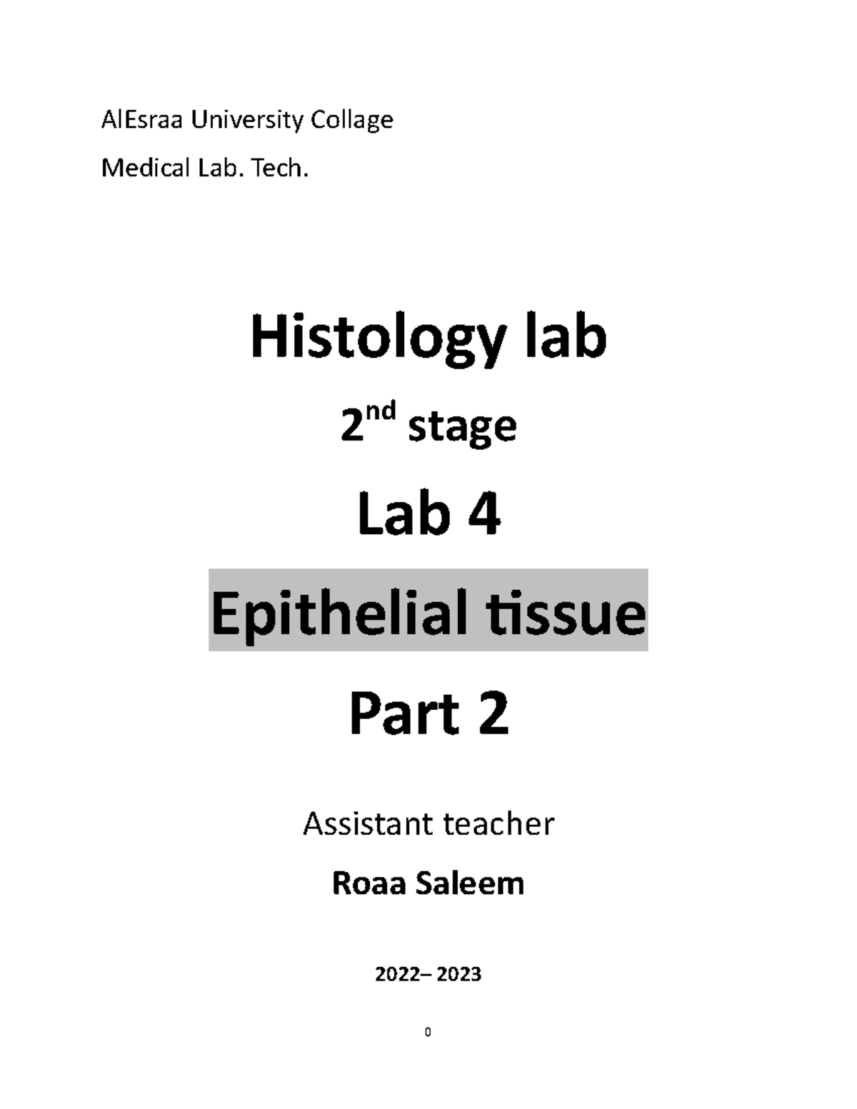 Epithelial tissue - Histology lab - AlEsraa University Collage Medical ...