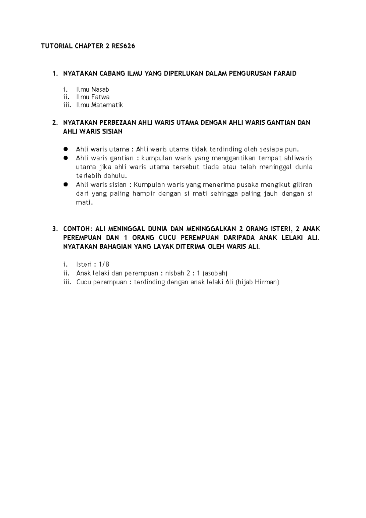 Tutorial Chapter 2 RES626 - TUTORIAL CHAPTER 2 RES 1. NYATAKAN CABANG ILMU YANG DIPERLUKAN DALAM ...