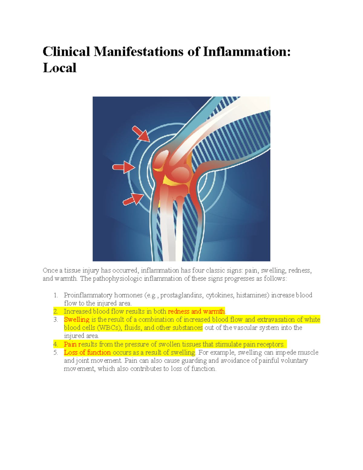 Week2 edapt - Clinical Manifestations of Inflammation: Local Once a ...