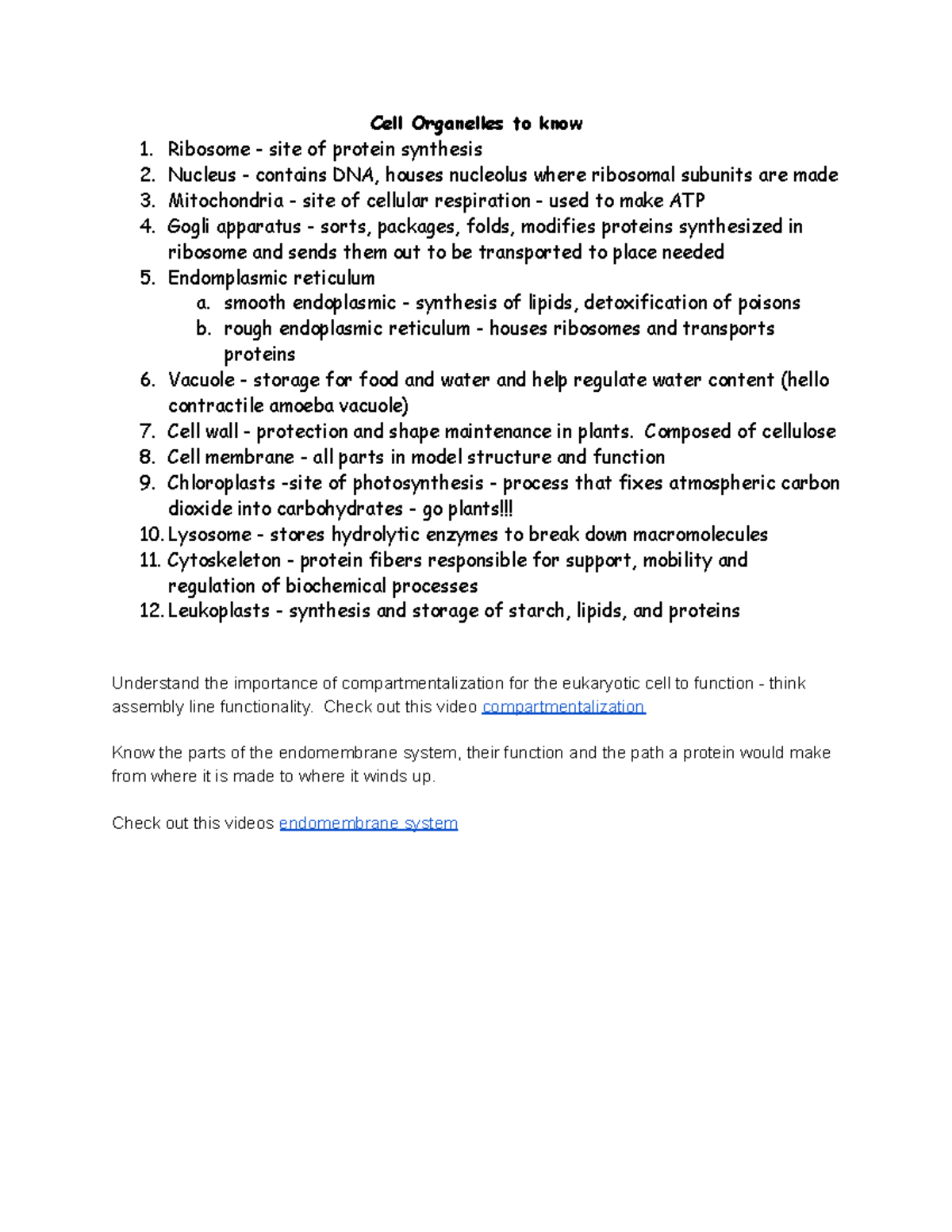 Cell organelles cell endomembrane system - Cell Organelles to know ...