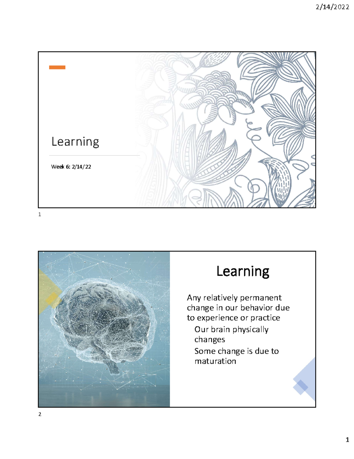 02-14 Learning - Learning Week 6: 2/14/ Learning Any relatively ...