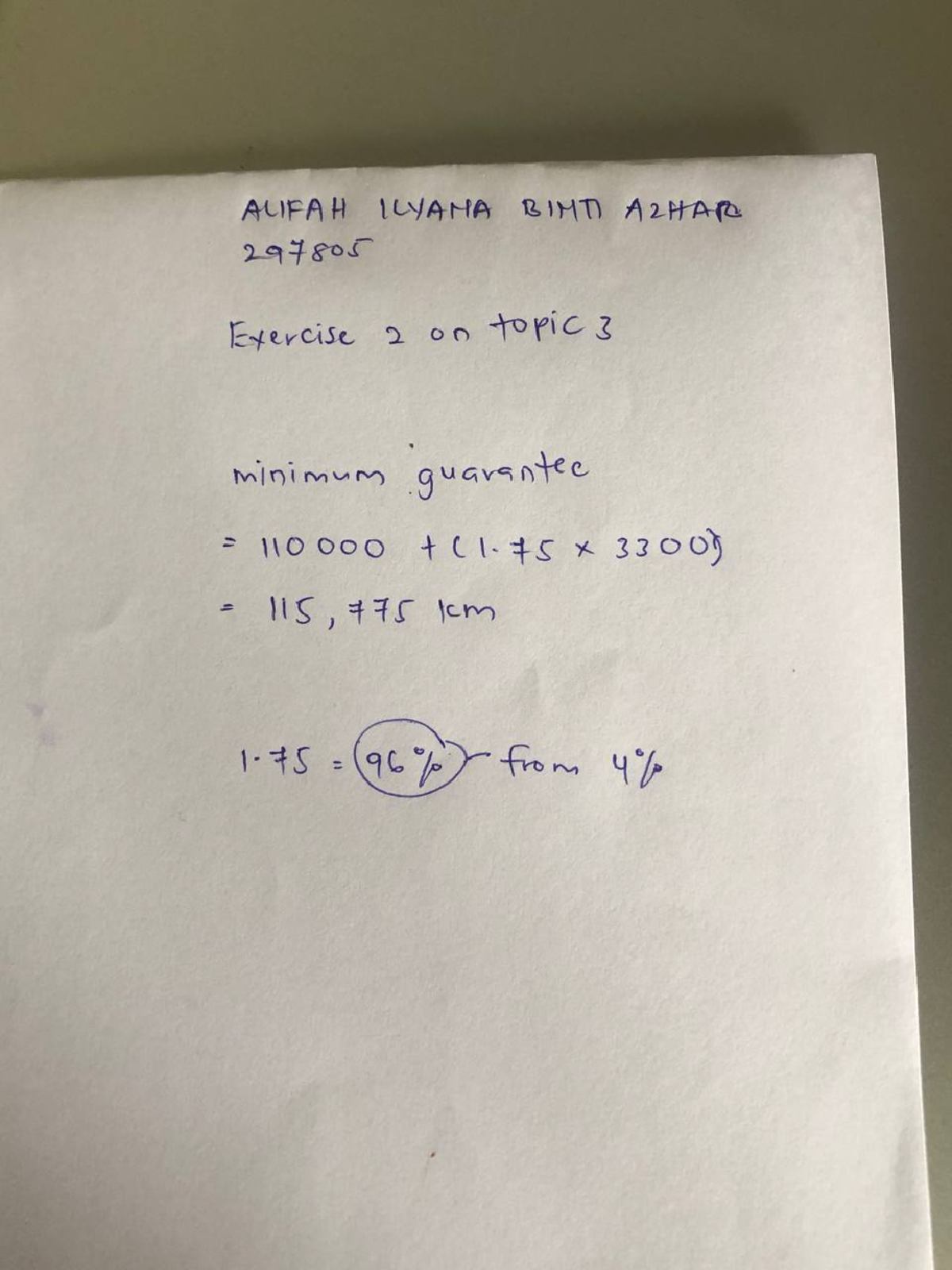 Alifah exercise 2 - Other - Logistics and Transport Management - Studocu
