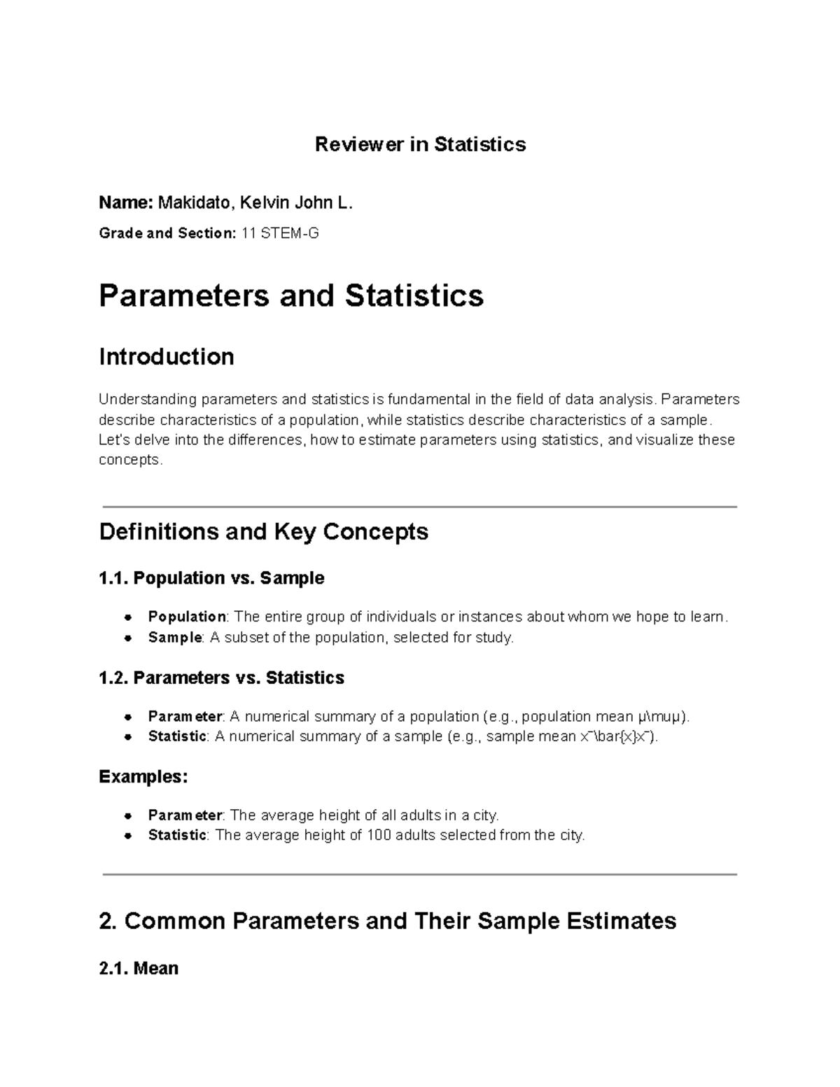 Reviewer in Statistics - Reviewer in Statistics Name: Makidato, Kelvin ...