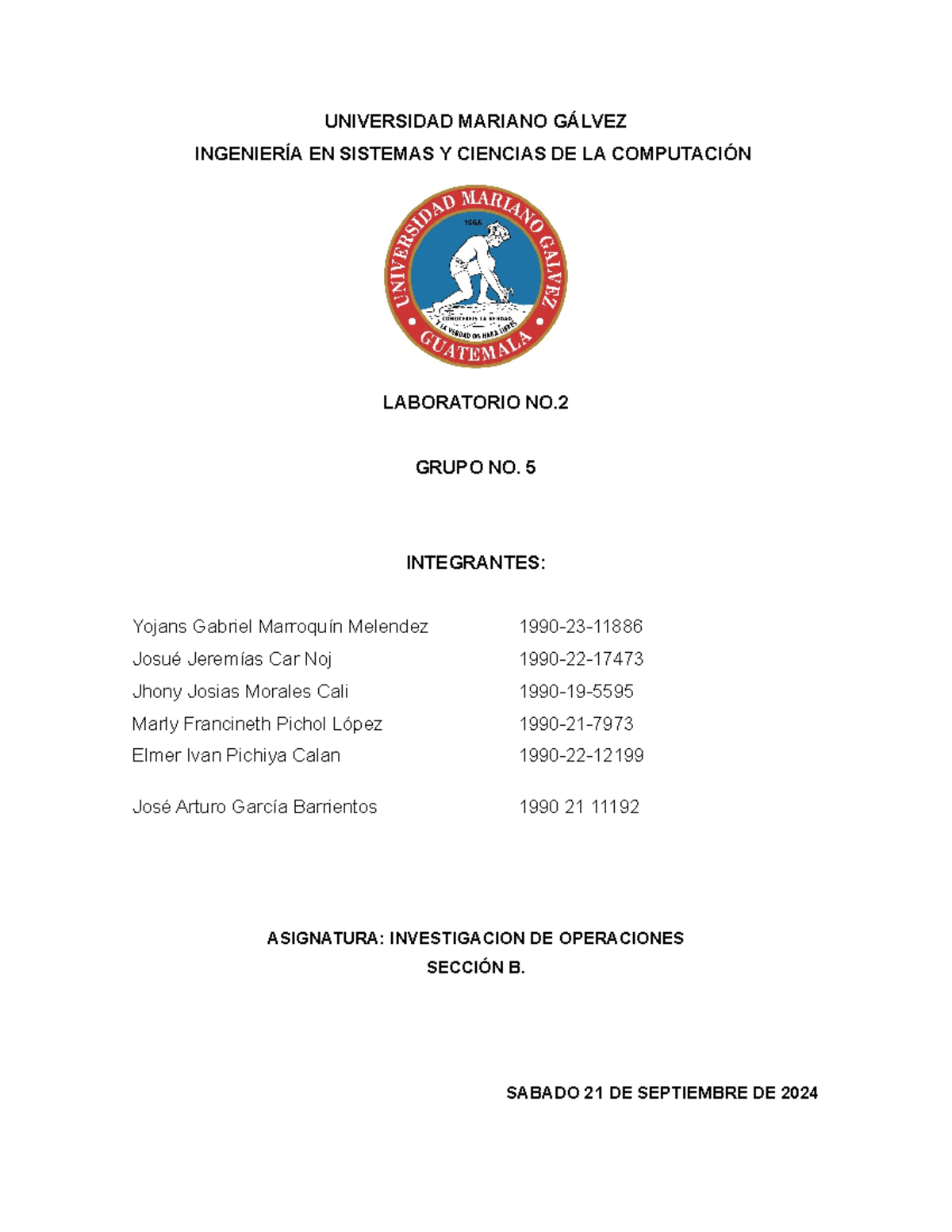 Laboratorio #3 - Vurse - UNIVERSIDAD MARIANO GÁLVEZ INGENIERÍA EN ...