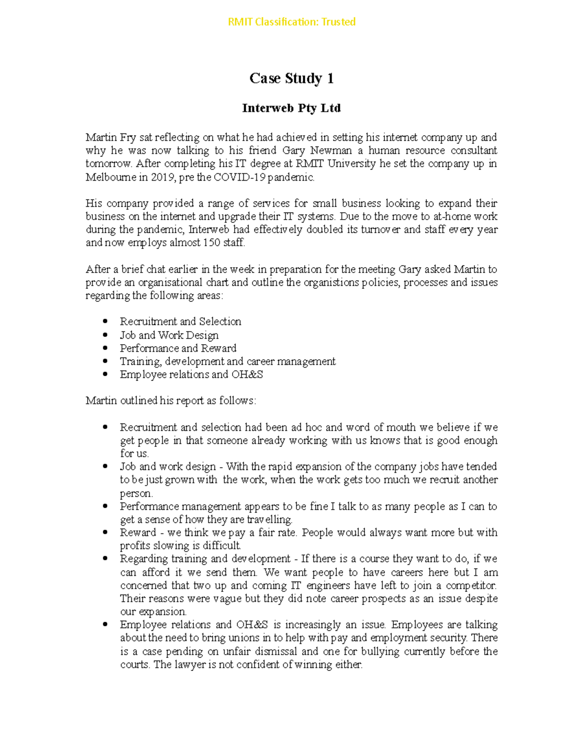 Week 1 case Interweb Pty Ltd-1 - RMIT Classification: Trusted Case ...