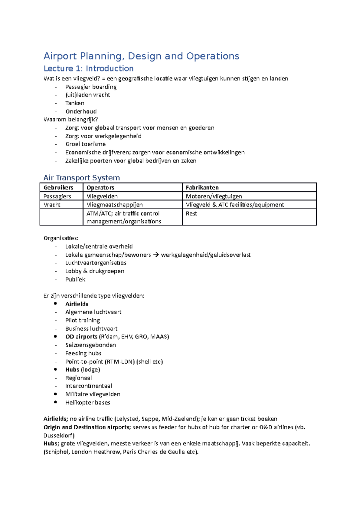 Airport Planningsamenvatting - Airport Planning, Design and Operations ...