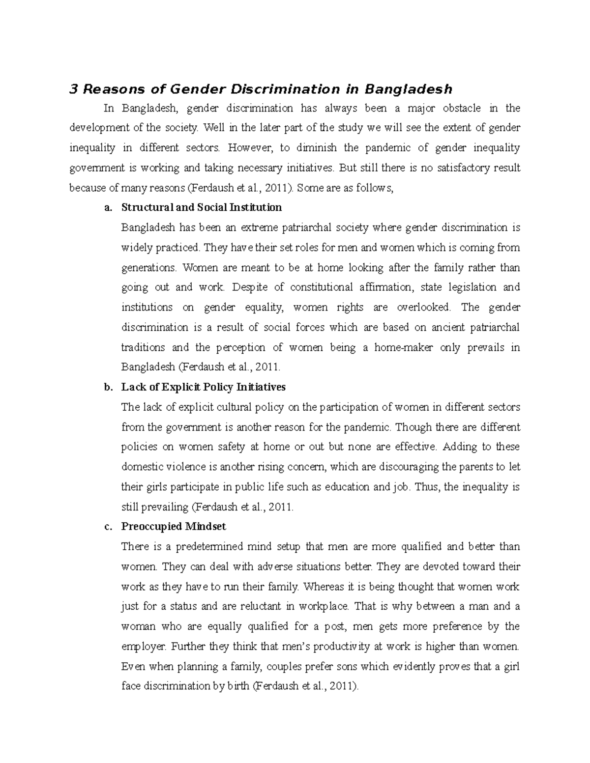 Gender Inequality - 3 Reasons of Gender Discrimination in Bangladesh In ...