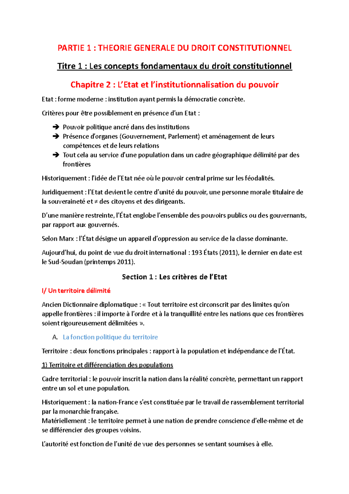 S1 Les critères de l'Etat - PARTIE 1 : THEORIE GENERALE DU DROIT ...