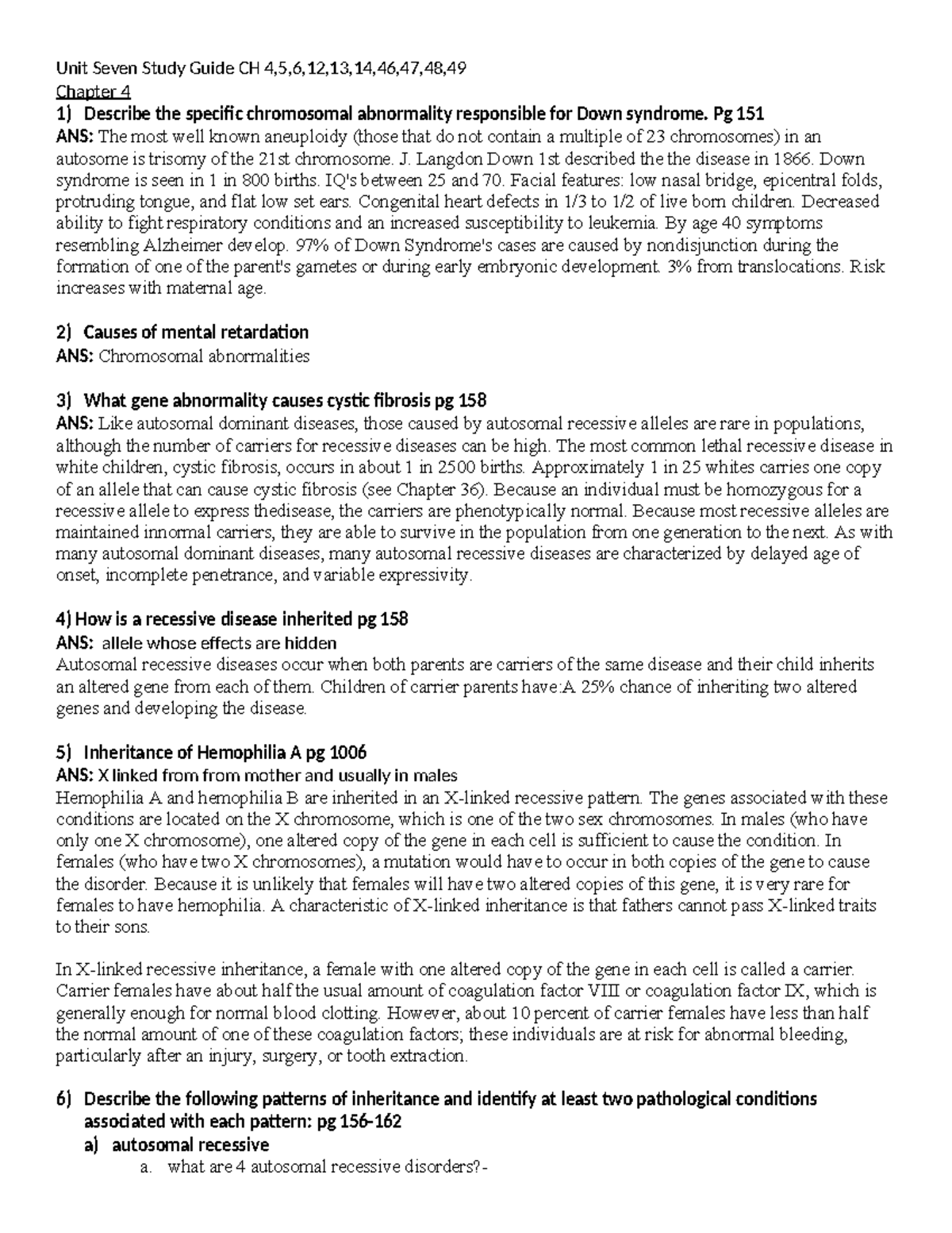 Unit 7 Study Guide Unit 7 Unit Seven Study Guide CH 4 5 6 12 13 14