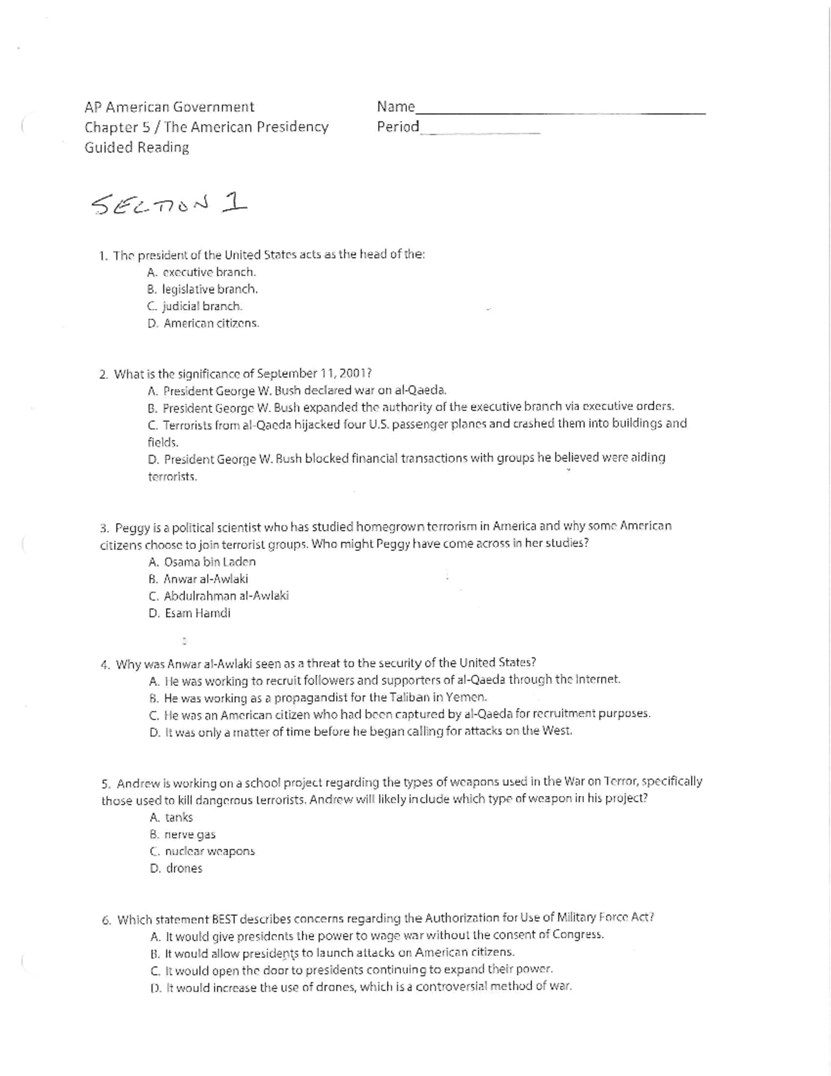 Anna Kennedy - [Template] AP Gov Chapter 5 Guided Reading - Studocu
