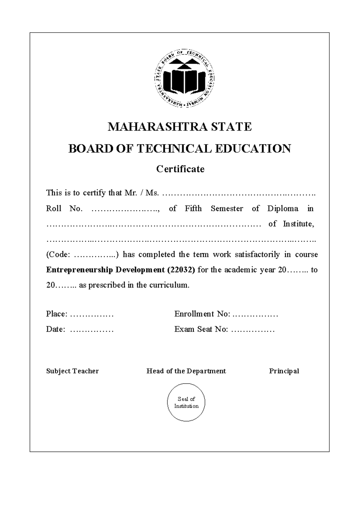 ED Msbte Page - MAHARASHTRA STATE BOARD OF TECHNICAL EDUCATION ...
