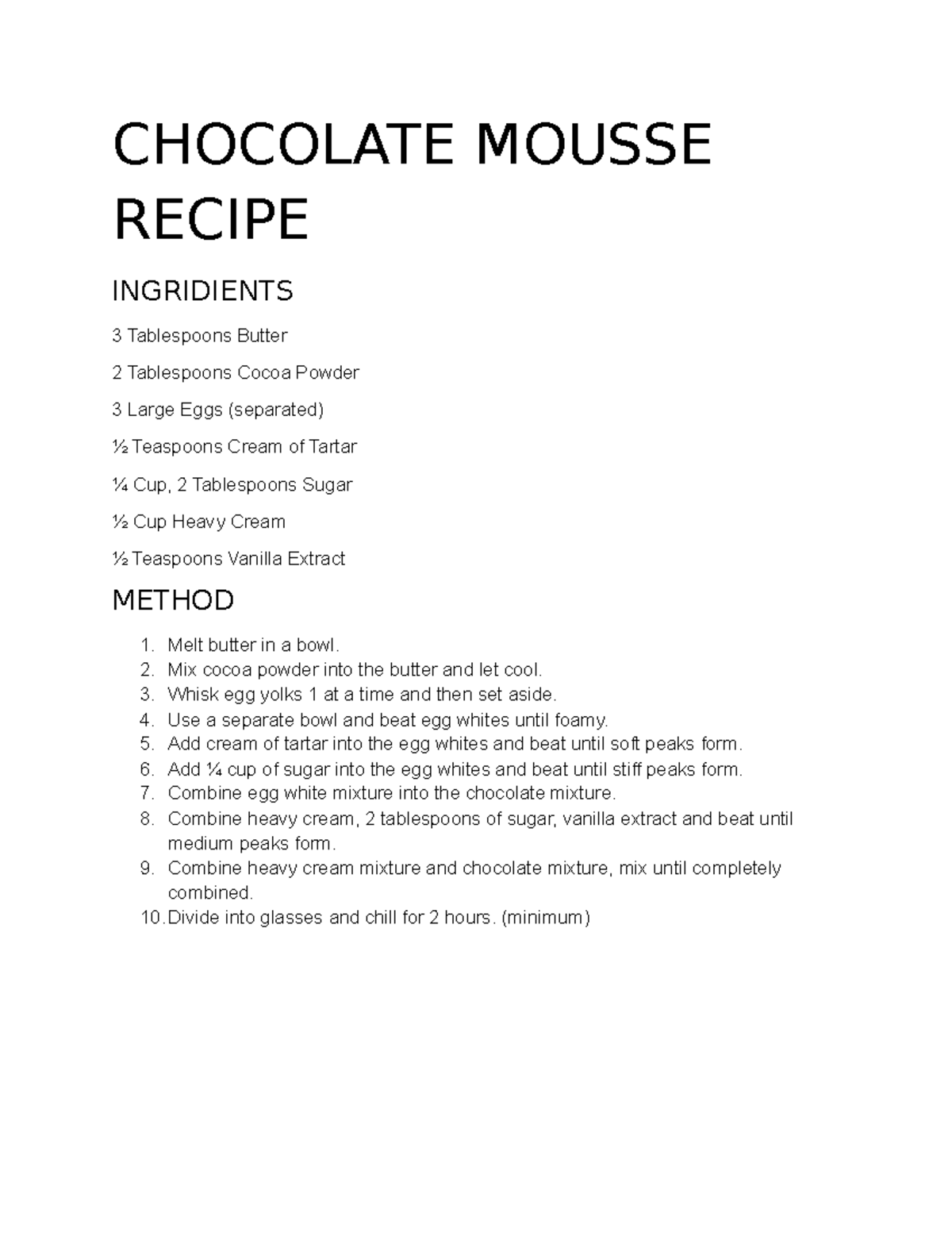 Chocolate Mousse Recipe - CHOCOLATE MOUSSE RECIPE INGRIDIENTS 3 ...