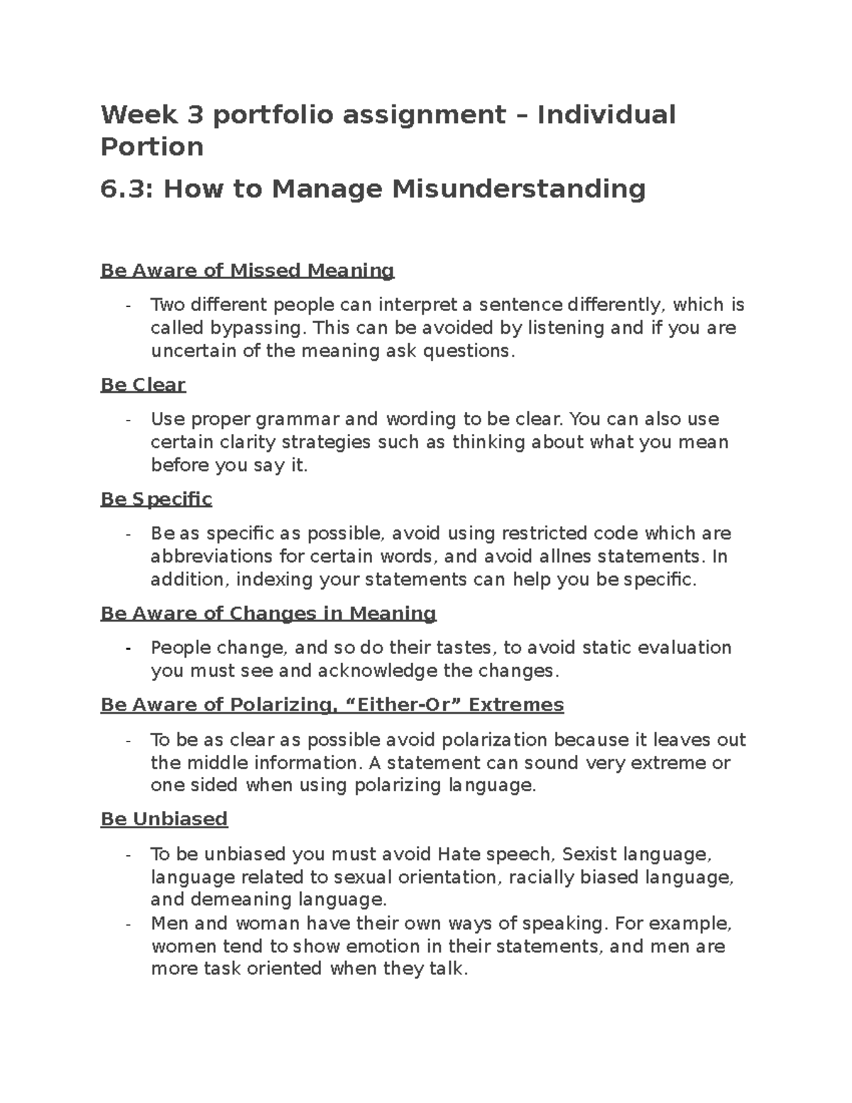 Managing Misunderstandings and Interpreting Nonverbal Messages - Studocu