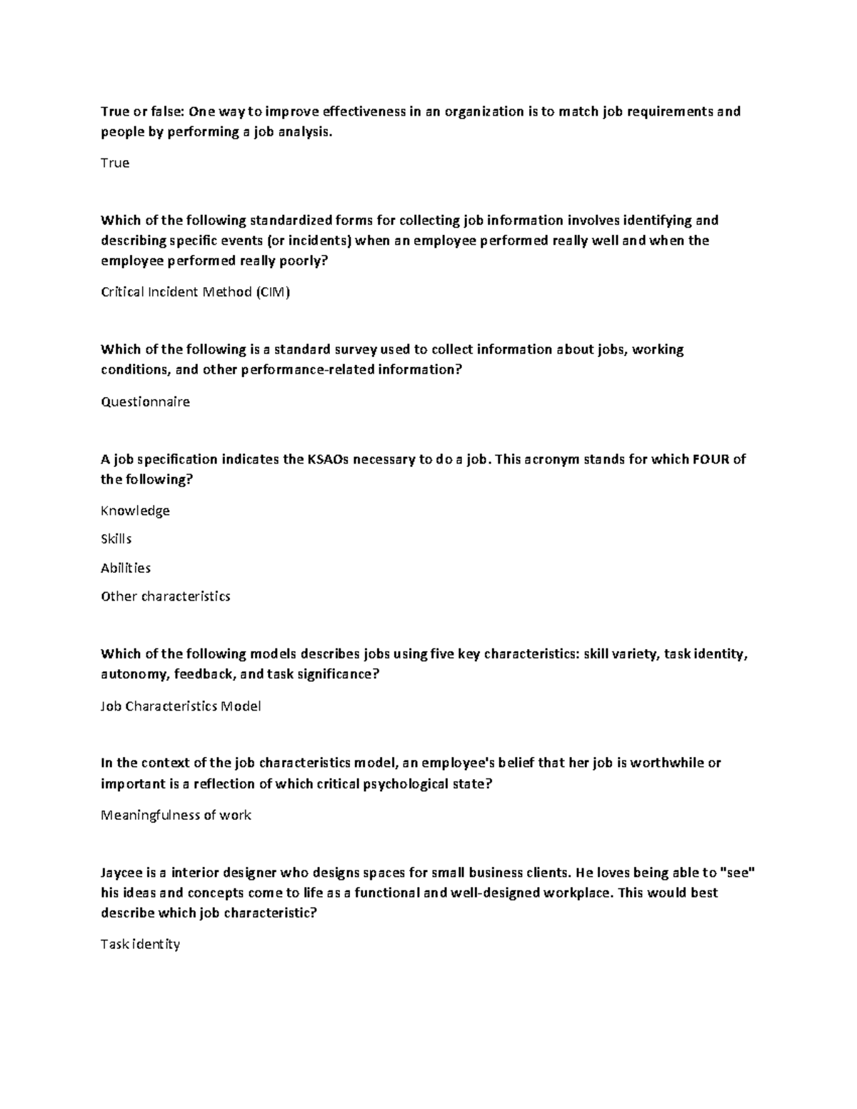 Multipule choice answers HRM- Ry-4 - B408/B418 - George Brown College ...