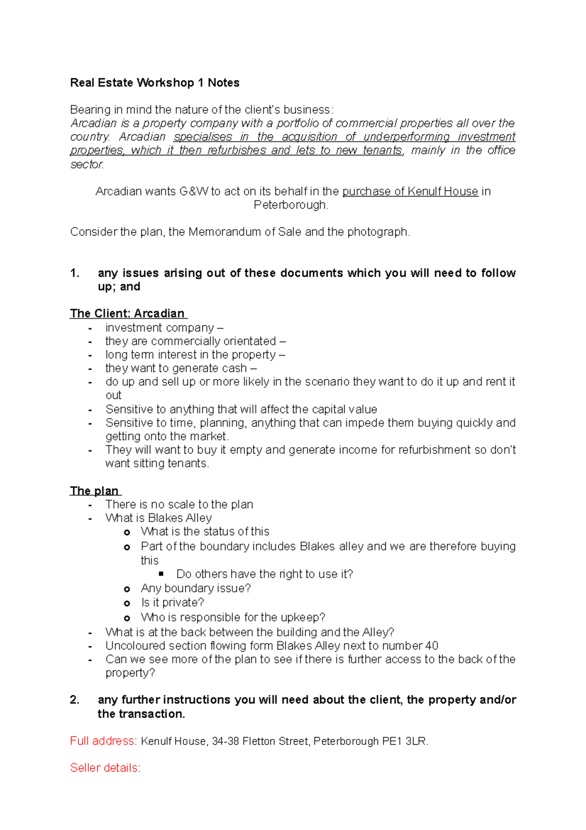 Real Estate Workshop 1 Notes - Real Estate Workshop 1 Notes Bearing in ...