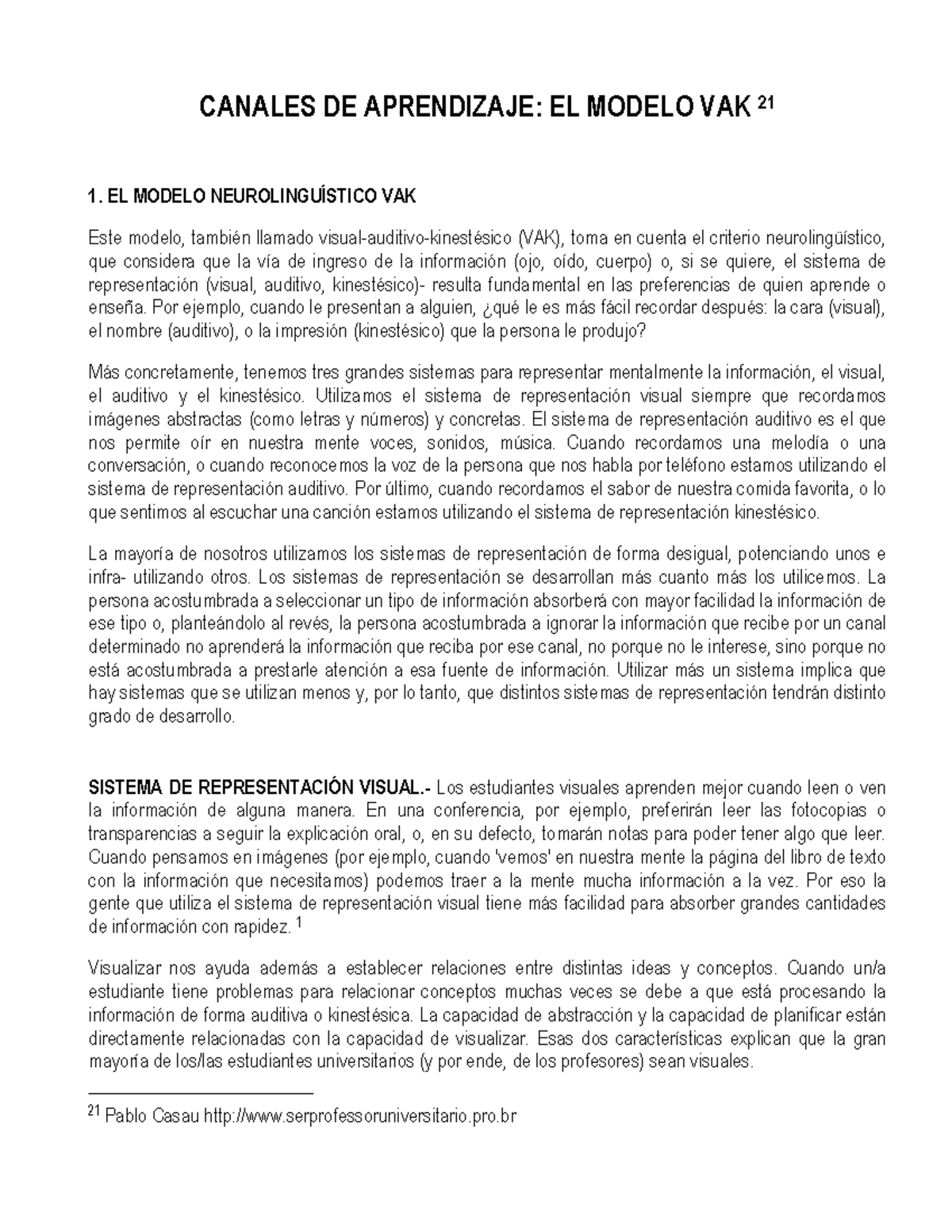 Canales de Aprendizaje Descriptivo - CANALES DE APRENDIZAJE: EL MODELO ...