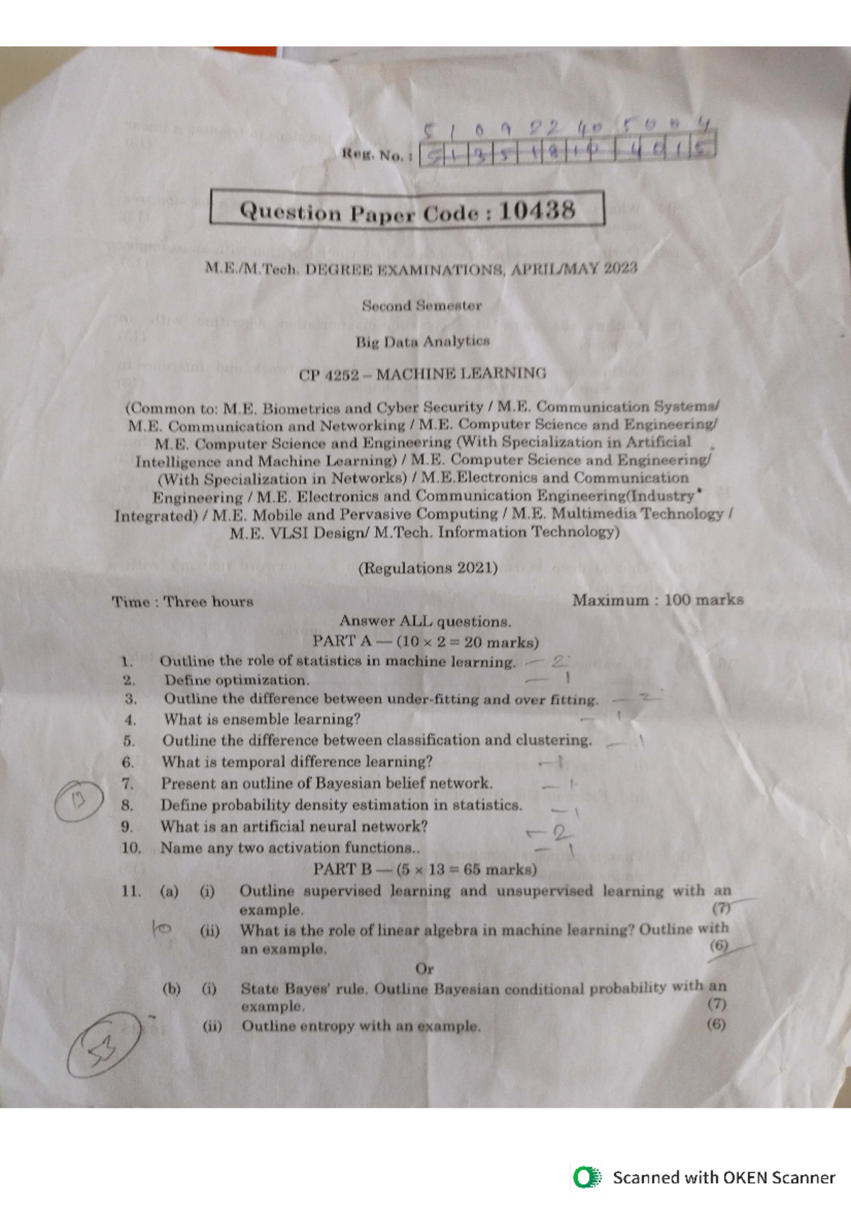 ML question paper - computer science and engineering - Studocu