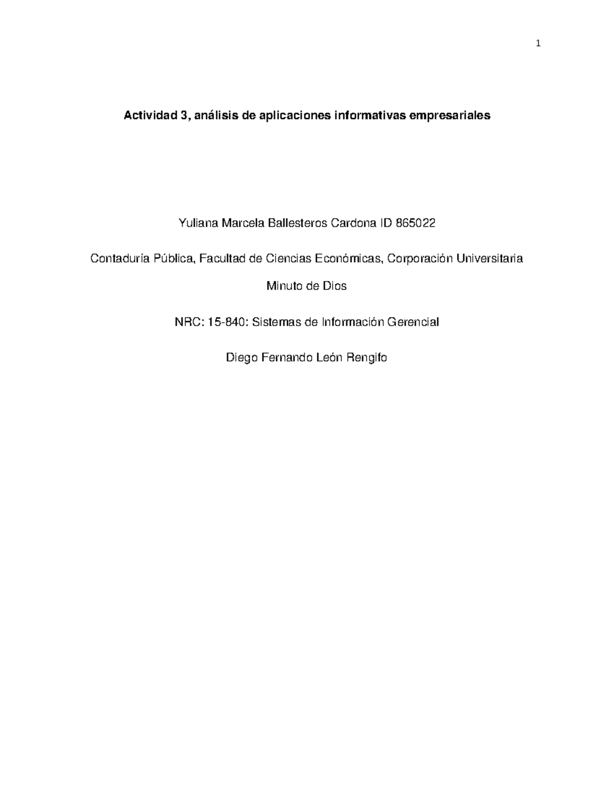 Actividad 3, sistemas de informacion - Actividad 3, análisis de ...