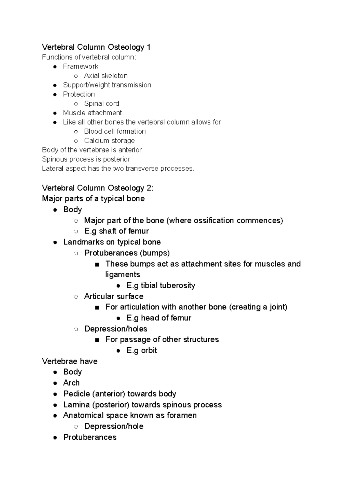 ALT Notes - Lecture one of the vertebral column - Vertebral Column ...