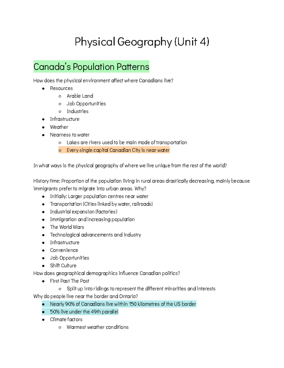 Geo%20Notes - geo notes - Physical Geography (Unit 4) Canada’s ...