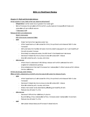 BIOL 111 Exam 3 Outline - Material learned for BIOL111 Anatomy and ...
