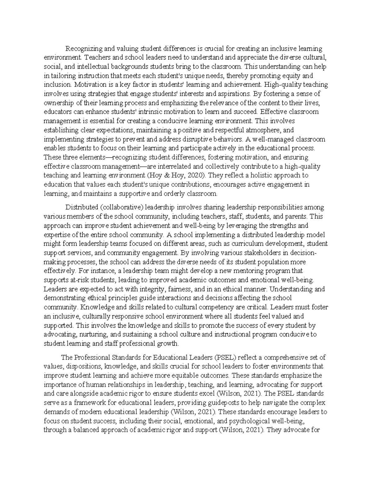 Discussion Question - Recognizing and valuing student differences is ...