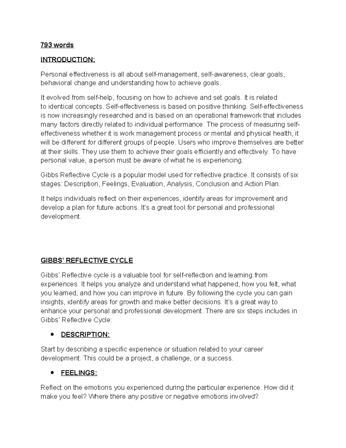 Introduction only - 793 words INTRODUCTION: Personal effectiveness is ...