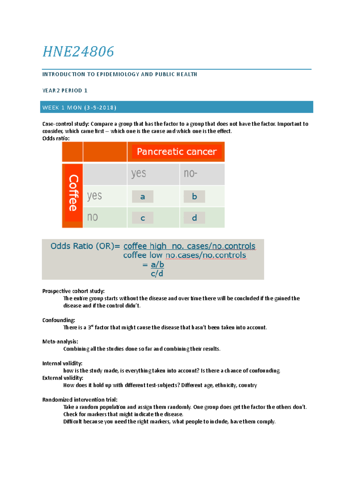 HNE notes - HNE24806 INTRODUCTION TO EPIDEMIOLOGY AND PUBLIC HEALTH ...