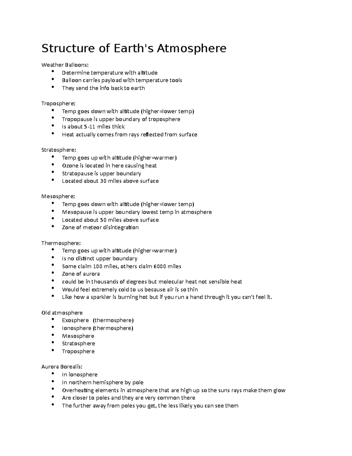 Geo Notes 11 - Structure of Earth's Atmosphere Weather Balloons ...