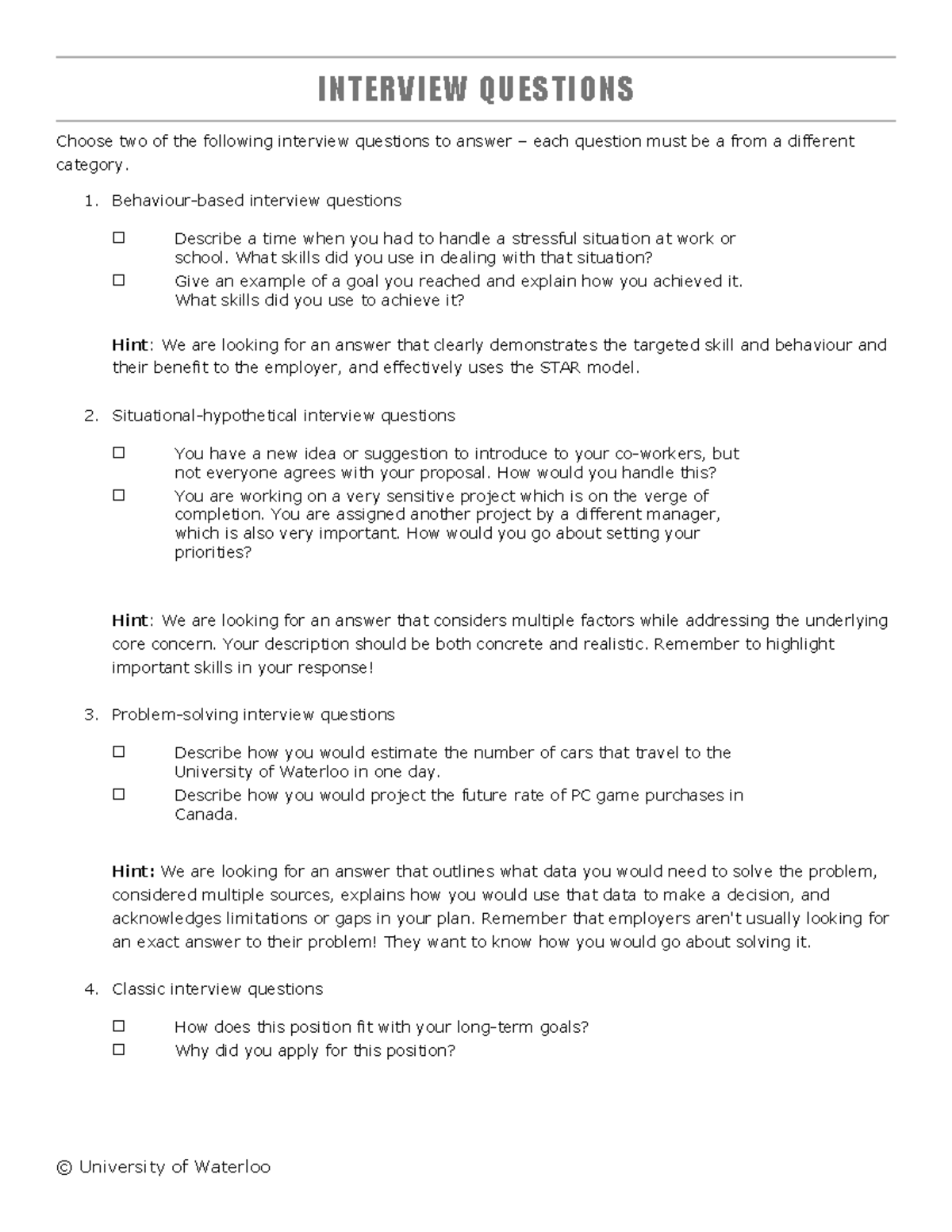 Interview-questions - interview questions - INTERVIEW QUESTIONS Choose ...