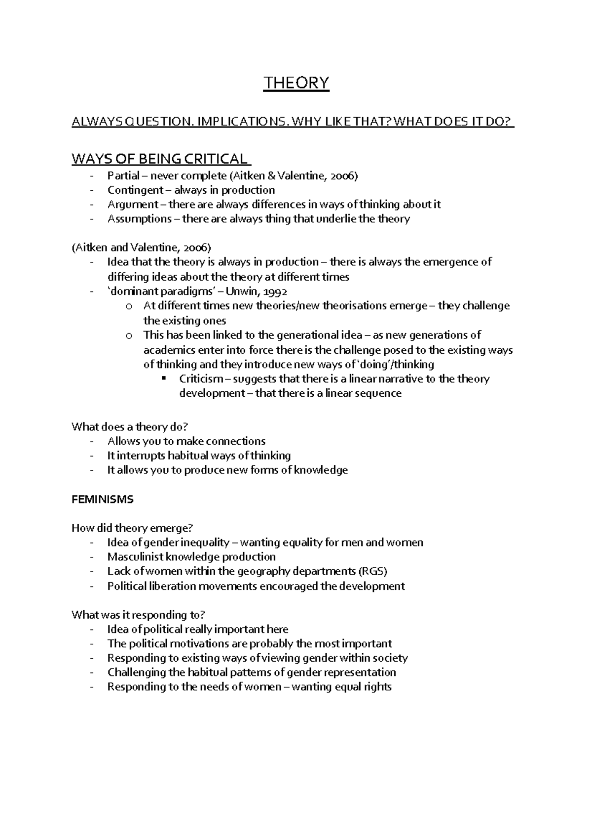 Theory revision - THEORY ALWAYS QUESTION. IMPLICATIONS. WHY LIKE THAT ...