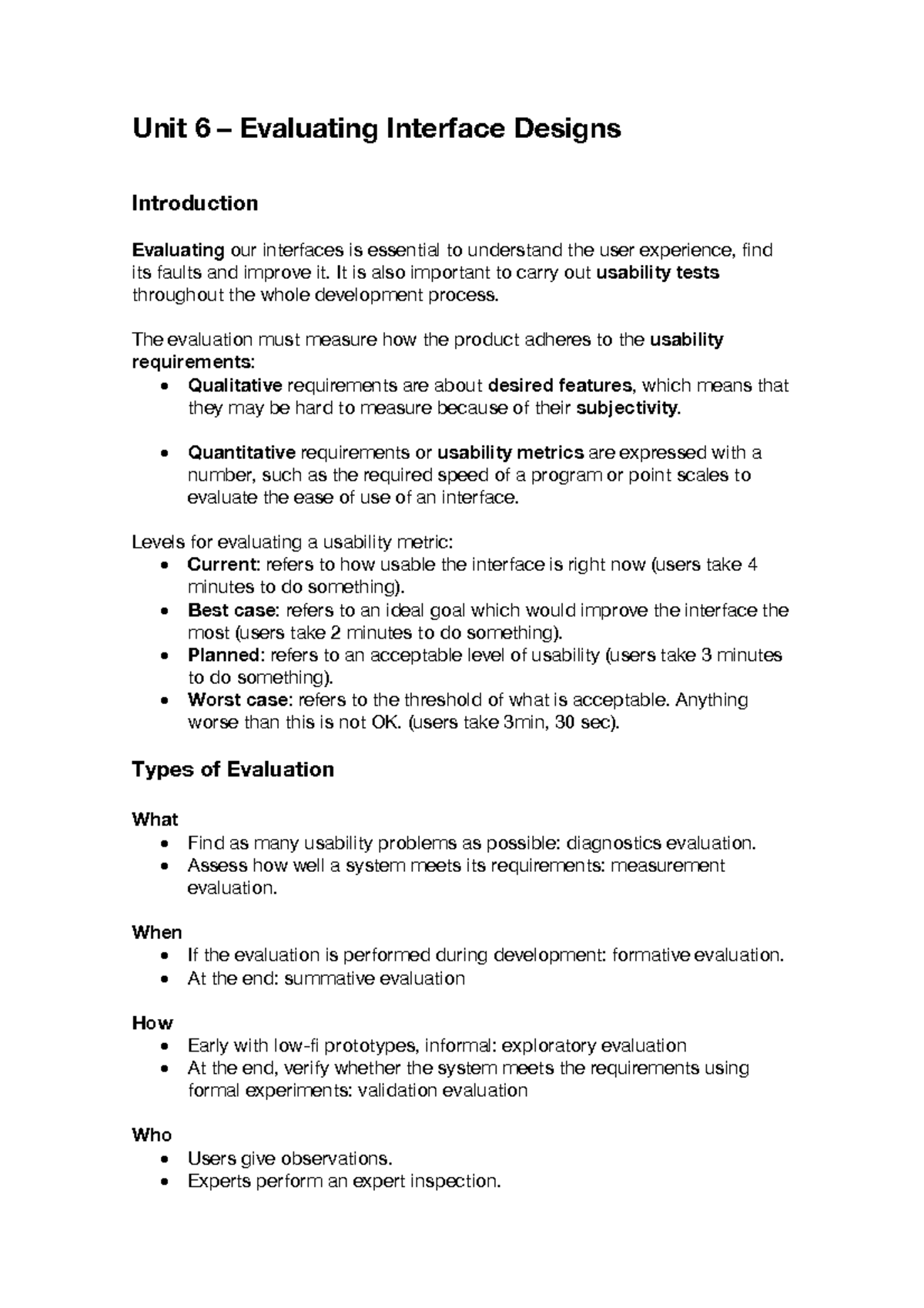 IPC Unidad 6 - Unit 6 – Evaluating Interface Designs Introduction Evaluating our interfaces is ...