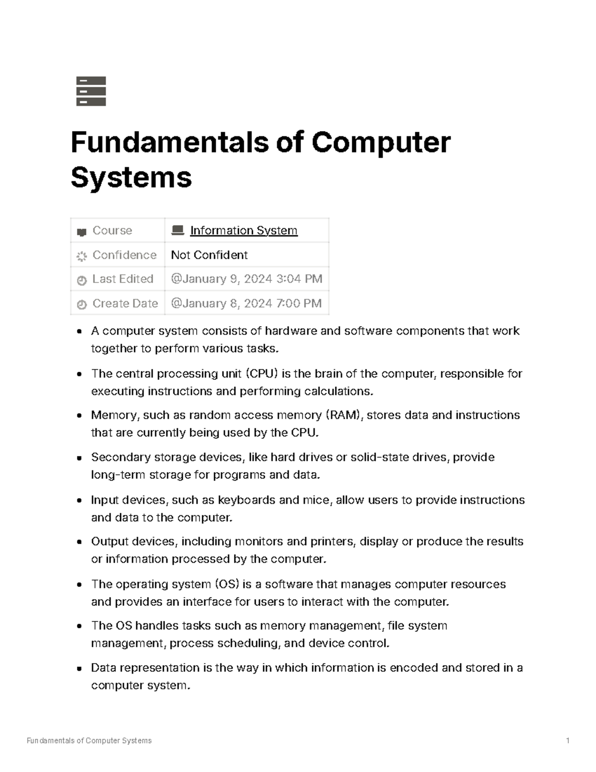 Fundamentals of Computer Systems - The central processing unit CPU is ...
