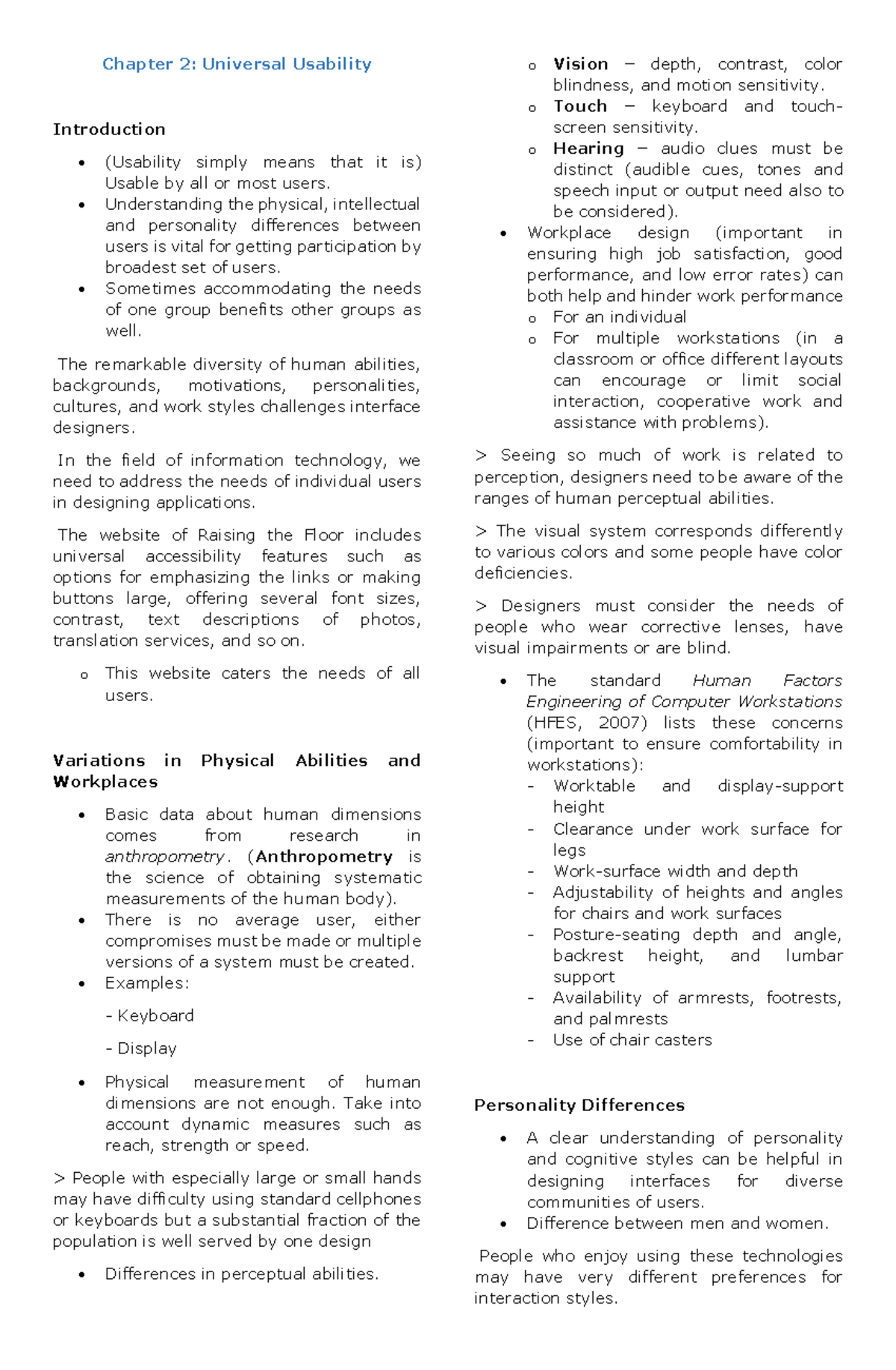 Universal Usability - INTECH 3101 – Human Computer Interaction - Chapter 2: Universal Usability ...