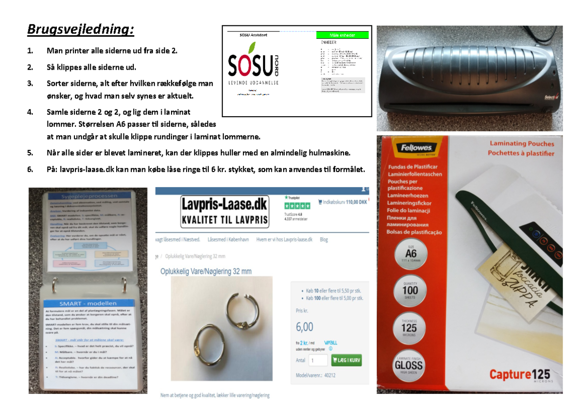 SOSU - Lomme kort 1 - Brugsvejledning: 1. Man printer alle siderne ud ...