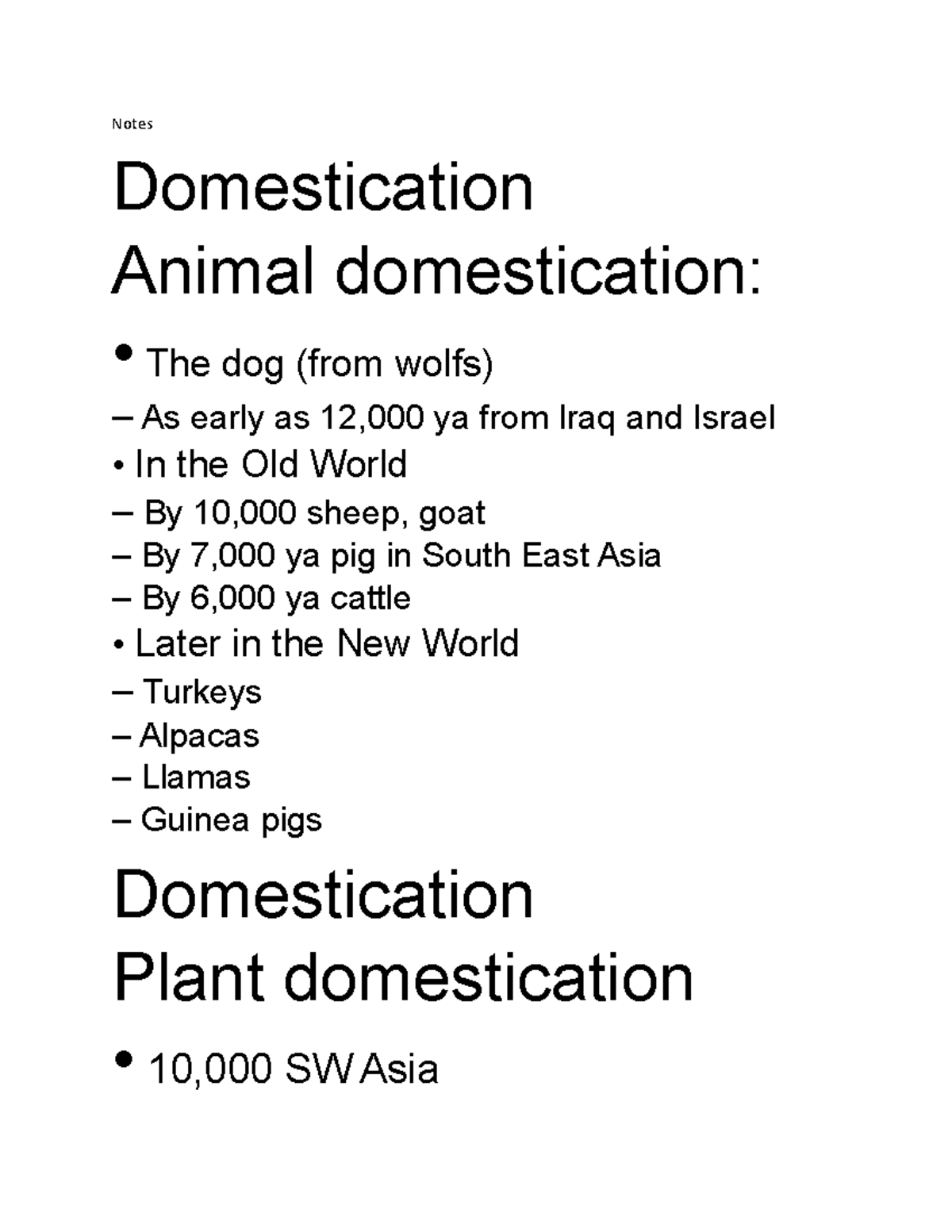Document 52 - human animals - Notes Domestication Animal domestication ...