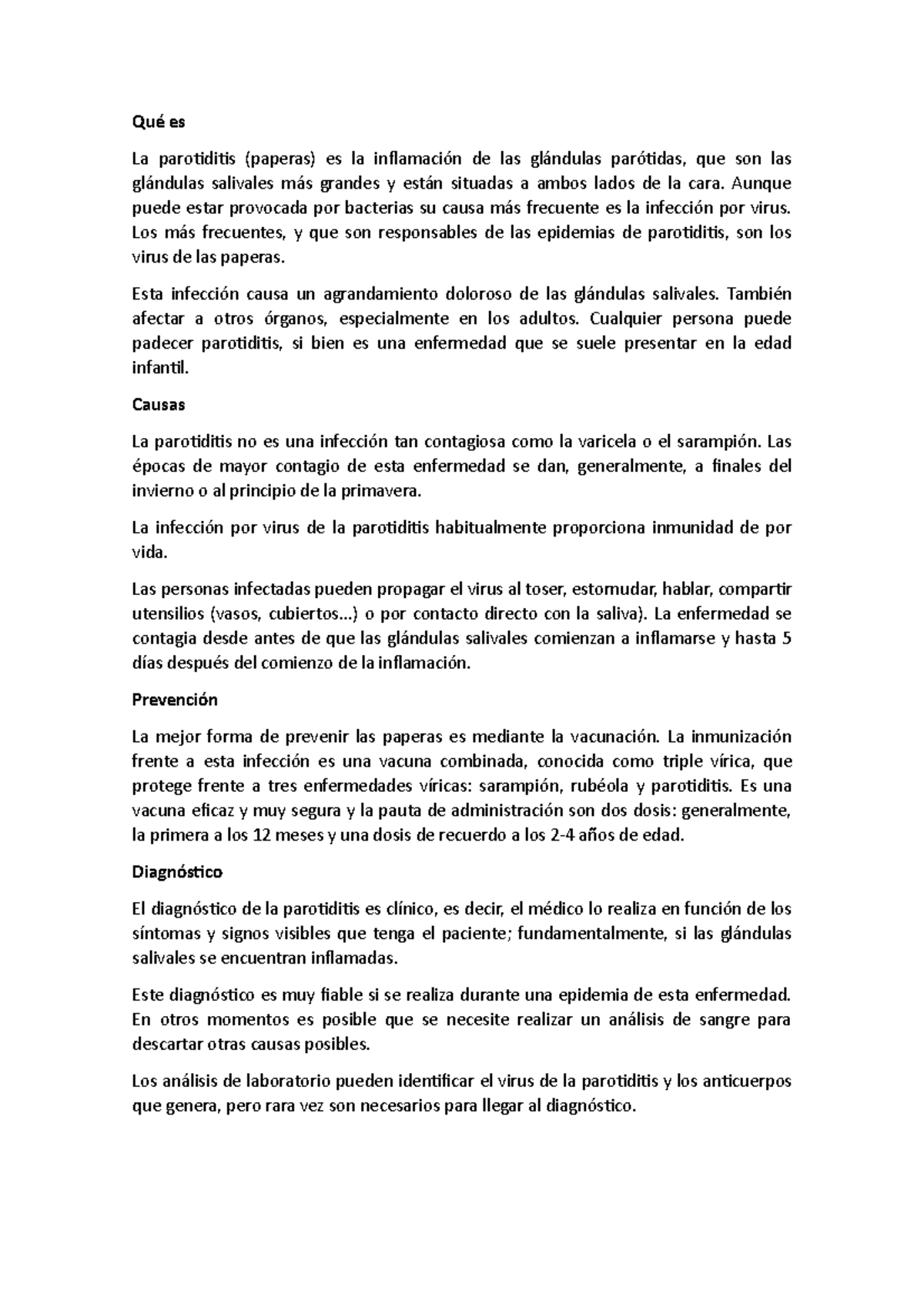 Parotiditis - apuntes - Qué es La parotiditis (paperas) es la ...