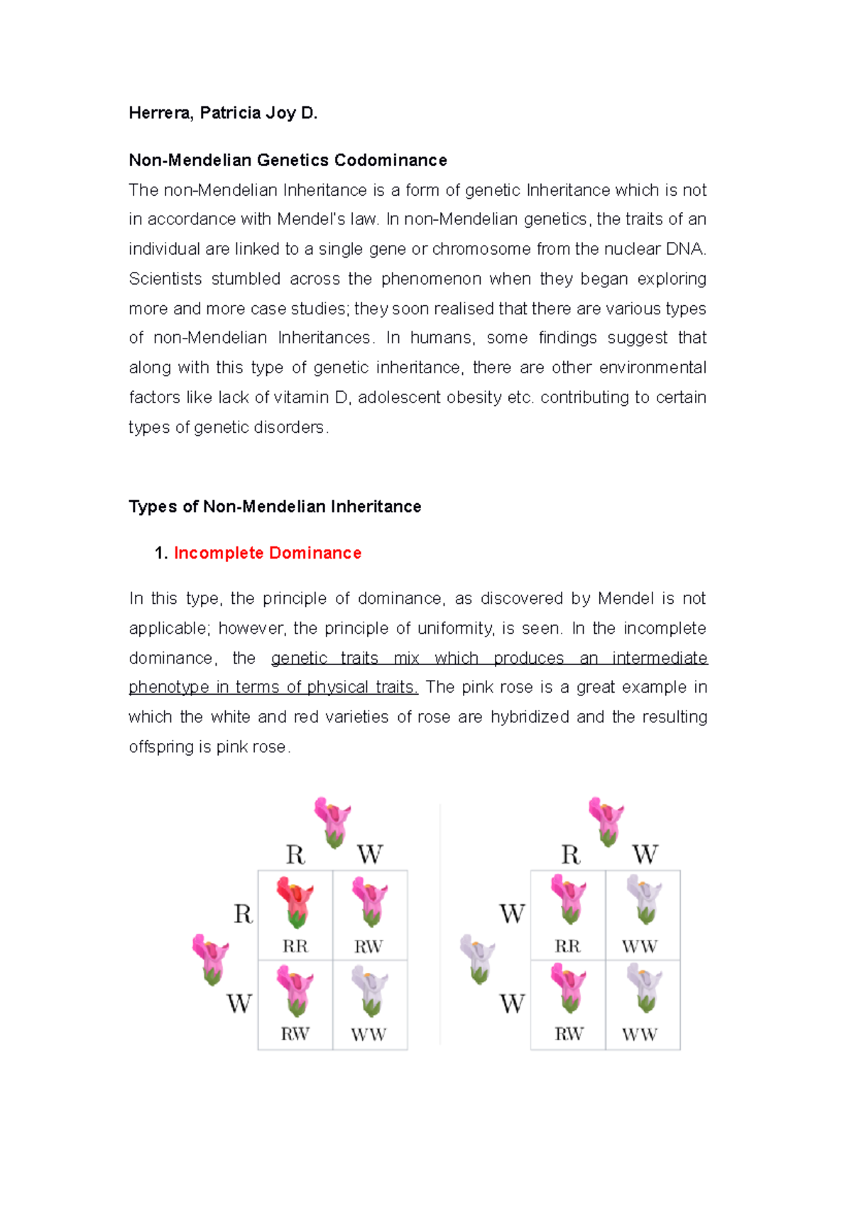 Types of Non Mendalian Inheritance - Herrera, Patricia Joy D. Non ...
