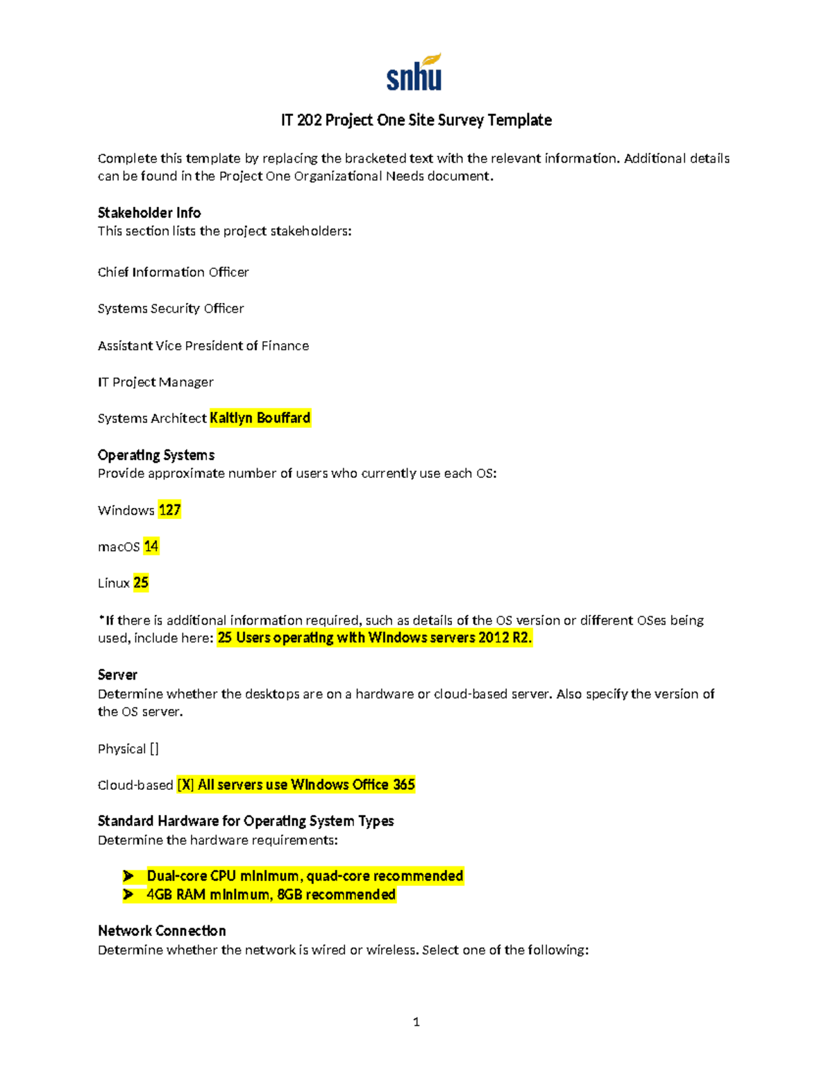 IT 202 Site Survey - IT 202 Project One Site Survey Template Complete ...