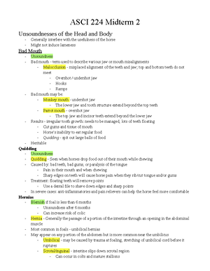 ASCI 224 32-42 - Notes for Cal Poly's Equine Science class ASCI 224 ...