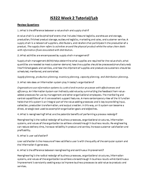 IS322 Week 2 Tutorial and Lab - IS322 Week 2 Tutorial/Lab Review Questions 1. What is the ...